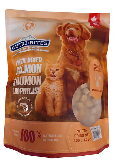 NutriBites Freeze-dried Salmon Dog and Cat Treats, 2 x 400g ( 14oz ...